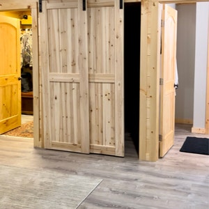 Homacer Black Rustic Ceiling Mount Non-bypass Sliding Barn Door ...