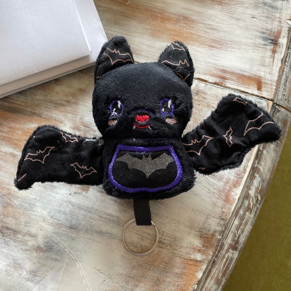 Bat Plush Keychain, Kawaii Backpack Charm, Pastel Goth Bat, Halloween ...