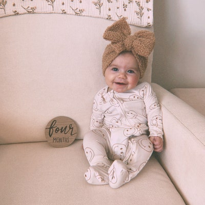 Sherbert Ribbed Knit Knot Pigtail Bows, Orange Pigtail Bows, Summer ...