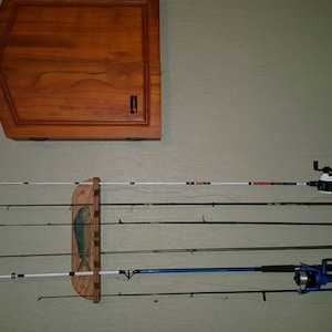 Oak Wall Mount Fishing Rod Rack - Etsy