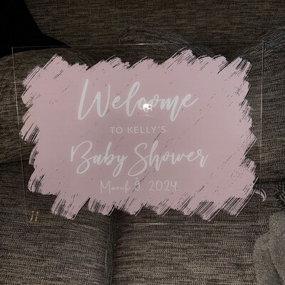 Baby Shower Welcome Sign, Acrylic Baby Shower Sign, Baby Girl Baby ...