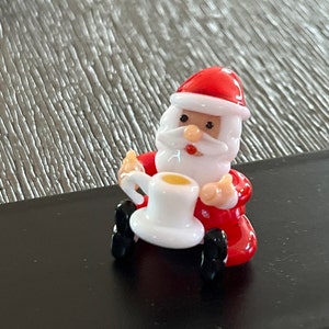 Handmade Lampwork Glass Micro Miniature Santa Drinking Coffee Figurine ...