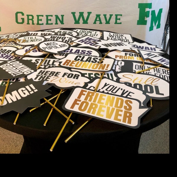 Class Reunion Photo Props, Reunion Photo Booth Gold Party Printable ...