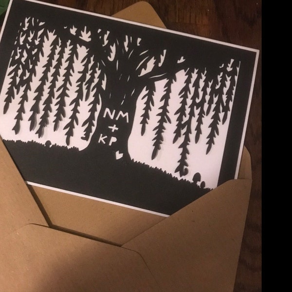 A5 Initials Personalised Custom Wedding Anniversary Willow Tree ...