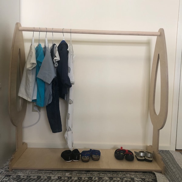 The Woodland Toddler Rack, Express Shipping, Montessori Clothing Rack ...