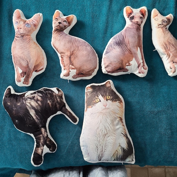 Custom Cat-shaped Throw Pillow, Personalized Cat Cushion, Custom Pet ...