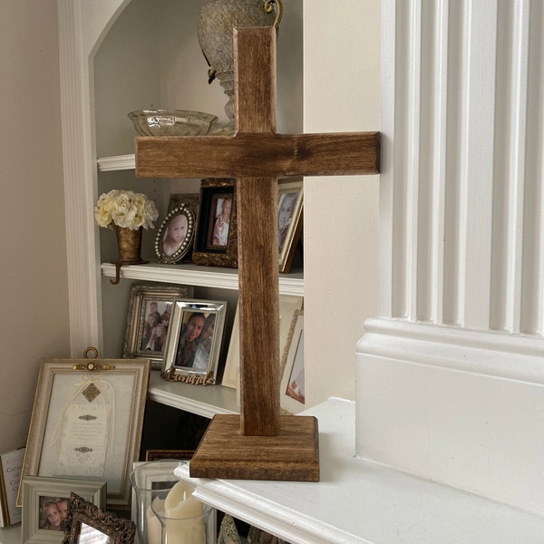11.5 Wooden Base Cross, Wooden Cross With Base, Stand Wooden Cross ...