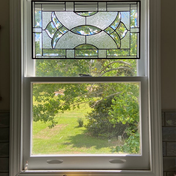 Vintage Look Stained Glass Window Panel, Textured & Beveled Glass ...