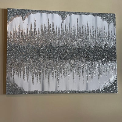 Original Navy Blue and Silver navy Night Abstract Glitter Art - Etsy