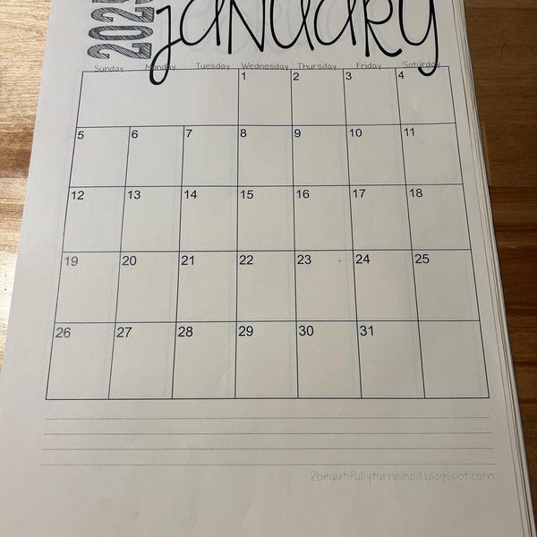 2025 Portrait Lined & Unlined Monthly Calendars | PORTRAIT | 8.5x11 ...