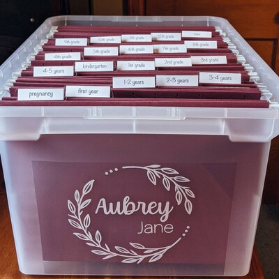 KIDS Vinyl Name Decal, Milestone Tote Decal, File Box Decal, School ...