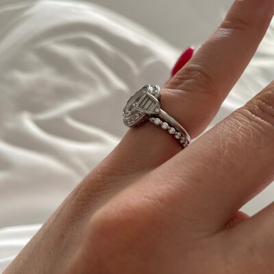 Open Wedding Band Colorless Moissanite Open Wedding Band Bubble Prong ...