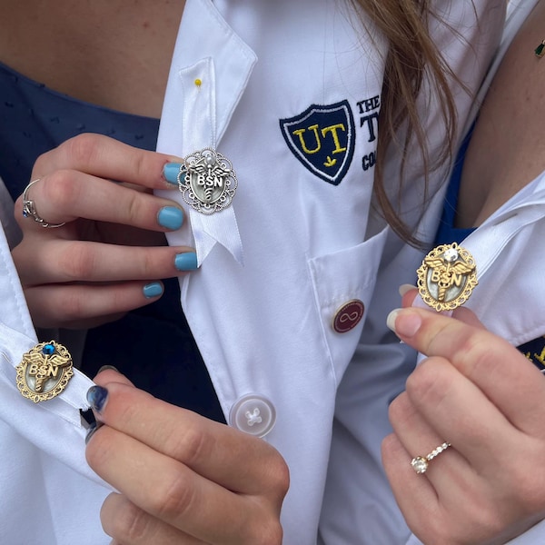 Simple Silver Nurse Pin Pinning Ceremony Natural Outdoors Nursing ...