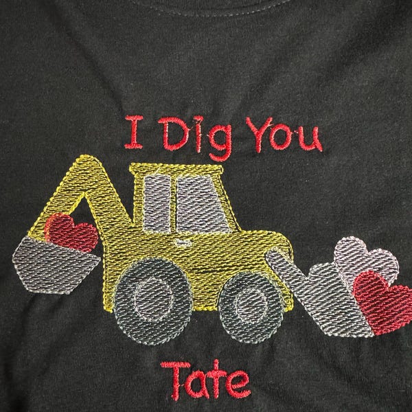 Backhoe Valentine's Day Sketch Embroidery Design - Boys Valentine's Day ...