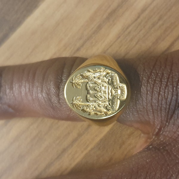 Custom Family Crest Signet Ring: 18k Gold Plated Sterling Silver - Etsy