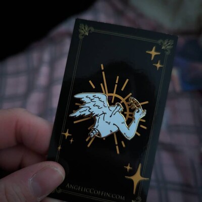 Wizened Seraph Biblically Accurate Angel Pin, Dark Gothic Enamel Pin ...