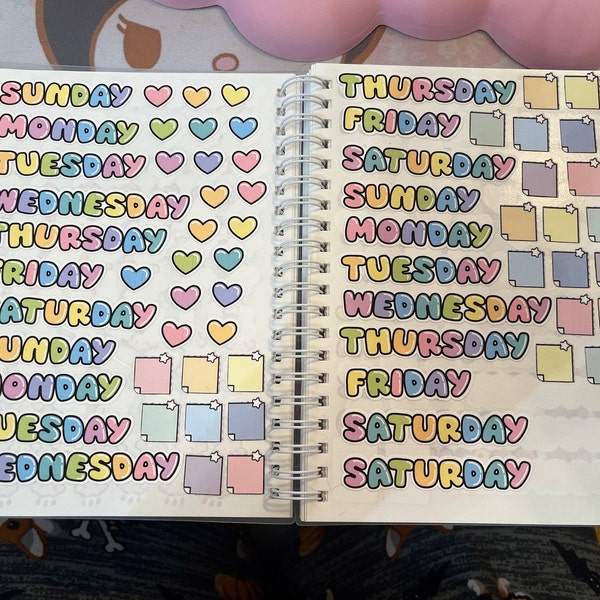 Big Fluffy Days of the Week Script, Printable Planner Stickers - Etsy