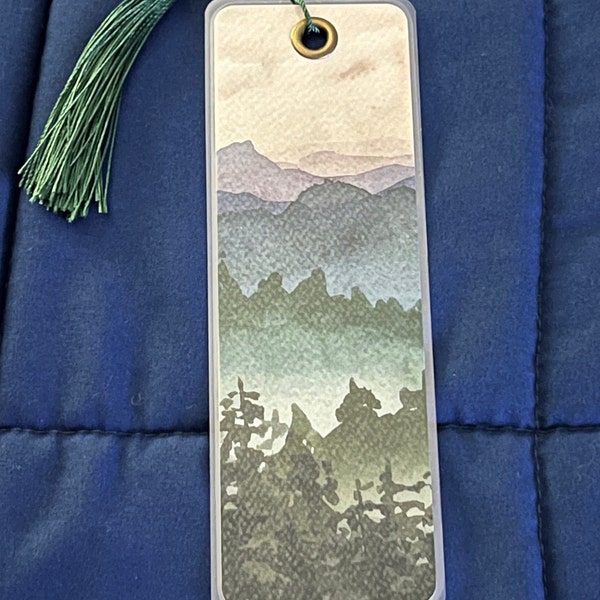 Mountain Bookmarks Handmade Bookmark Laminated With Tassel Watercolor ...