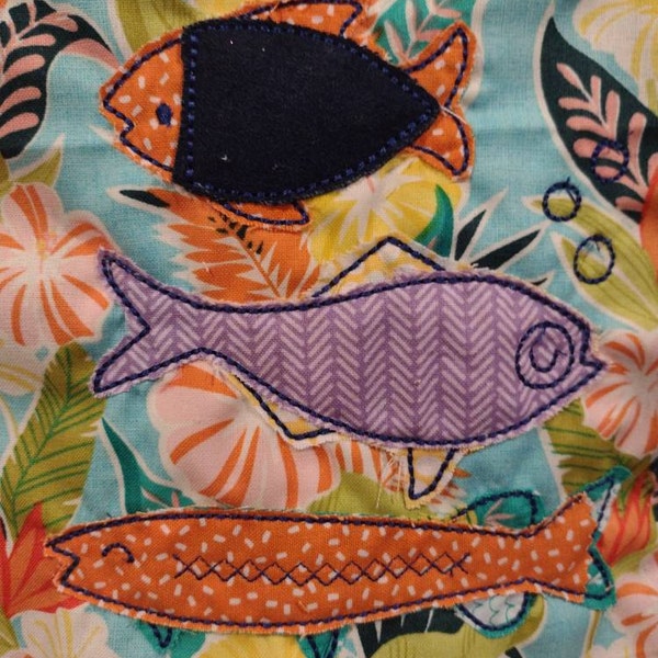 BUNDLE Fish Trio Bean Stitch AND Sketch Stitch Machine Applique ...