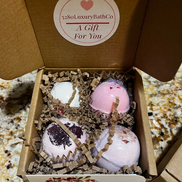 MINI Bath Bomb Gift Set 4 Spa Gift for Her Small Bath Bombs Gift Under ...