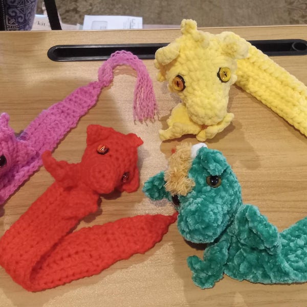 Dragon Book Buddy + Baby Dragon Mod, Dragon Crochet Bookmark, No Sew ...