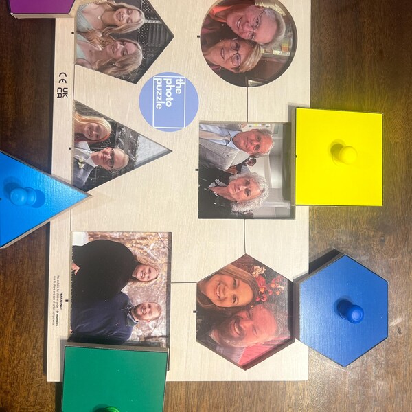 Family Photo Shape Puzzle 6 Shapes Handmade Wooden Montessori Toy for ...