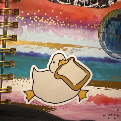 Duck Running Away With Bread Sticker Laptop Sticker Water Bottle ...