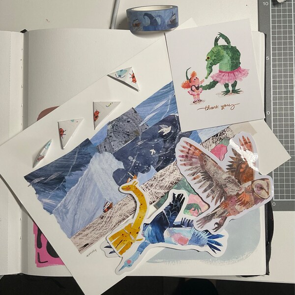 Seagull Collage A4 Print, Ocean Print, Sea Illustration - Etsy