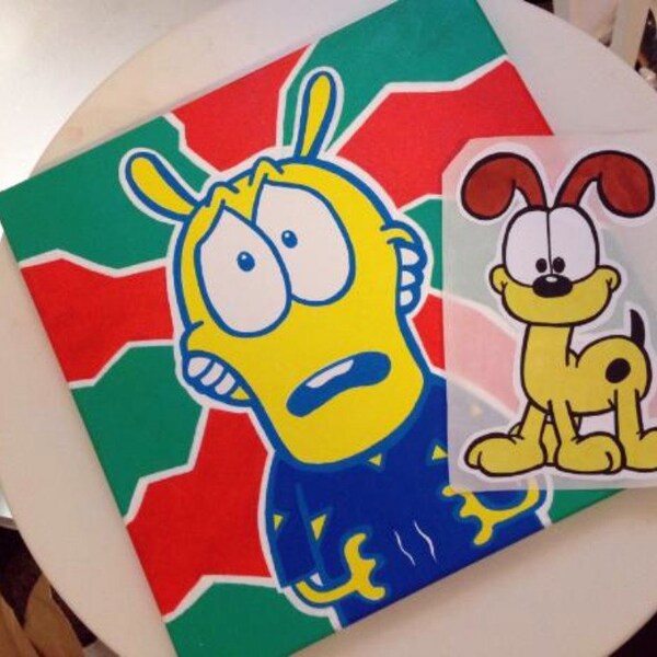 Ren and Stimpy 16”x20”- Vibrant Background, Acrylic Painting, Cartoon ... Ren and Stimpy 16”x20”- Vibrant Background, Acrylic Painting, Cartoon ...