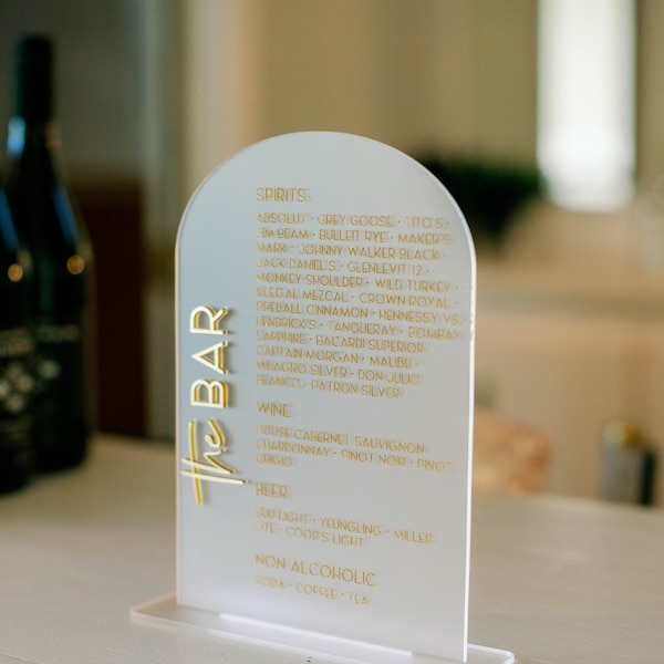 Acrylic Arch Bar Sign | Acrylic Wedding Sign | Wedding Decor | Arched ...