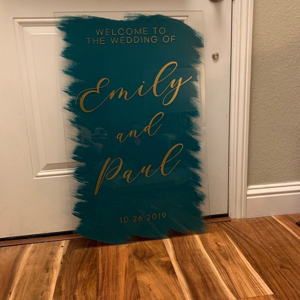 Painted Wedding Signs Acrylic Welcome Sign Welcome to Our Wedding Sign ...