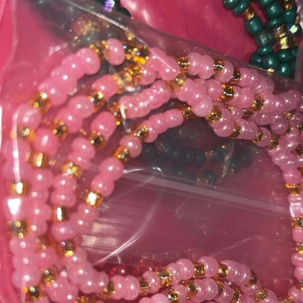 Deep Green and Gold Waist Beads With Crystal Butterfly, Stretch, Waist ...