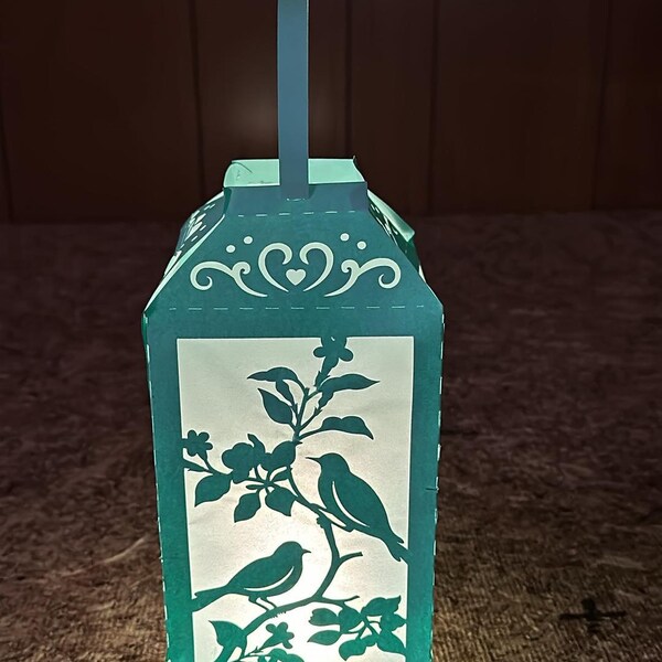 Bird Paper Cut Lantern Light Box Template, Cutting Cricut, 3D Lantern ...