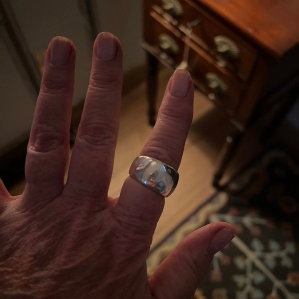 Silver Heavy Domed Band Ring, Solid 925 Sterling Silver Ring, Statement ...