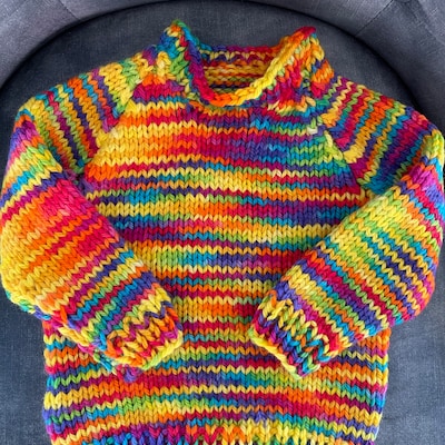 Little Rainbow Sweater Kids Chunky Knitting Pattern. - Etsy