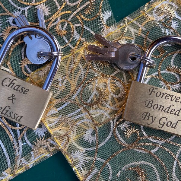 Engraved Padlock ( Love-lock, Brass ) With Key and Pouch,personalized ...