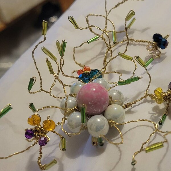 Bead People Art Ornament Heart Wire Art Wire Folk Art Collectible ...