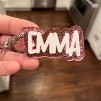 Personalized Name Keychain, Cute Confetti Acrylic Keyring, Backpack ...
