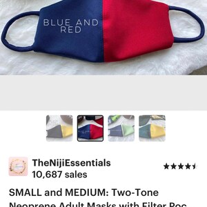 Small Medium and Extra Small ADULT FACE MASK: Thick Neoprene | Etsy