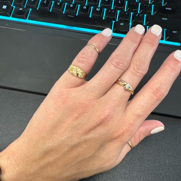 10k & 14k Solid Gold Vintage Nugget Smashing Band Ring Gift for Men ...