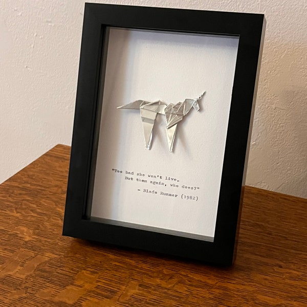 Gaff's Blade Runner Origami Unicorn and Hand Typed Quote in a 4x6 ...