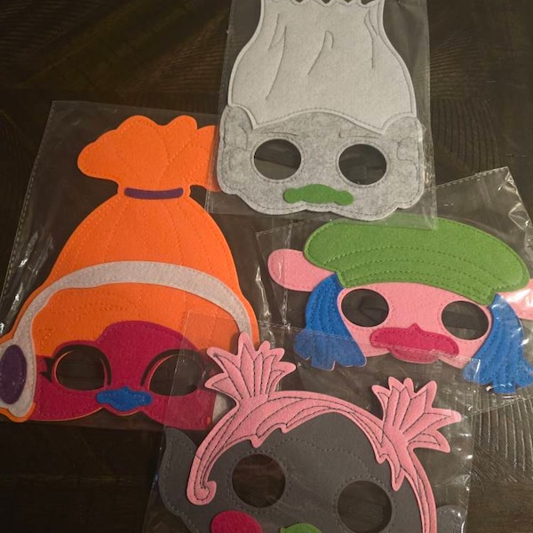 Personalized Trolls Felt Masks! Trolls World Tour Birthday Party Favors ...