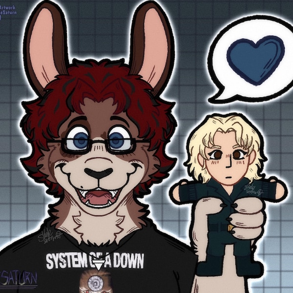 Custom Fursona Badge: Laminated Holographic Furry Art - Etsy