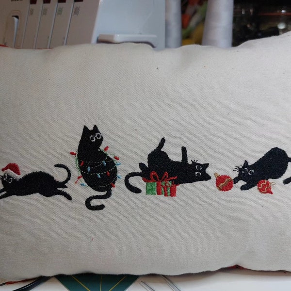 Christmas Cats Embroidery Designs 5 Sizes, Christmas Cute Cat ...