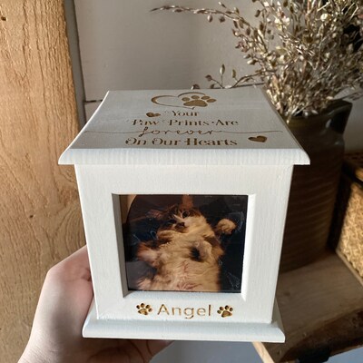 Urn for Dog Pet Urn for Cat Pet Keepsake With Picture Pet Memorial ...