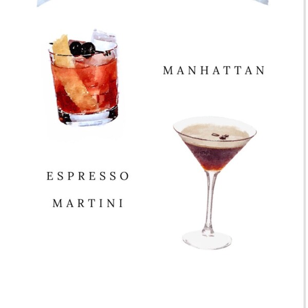 Watercolor Signature Cocktail Sign - Etsy