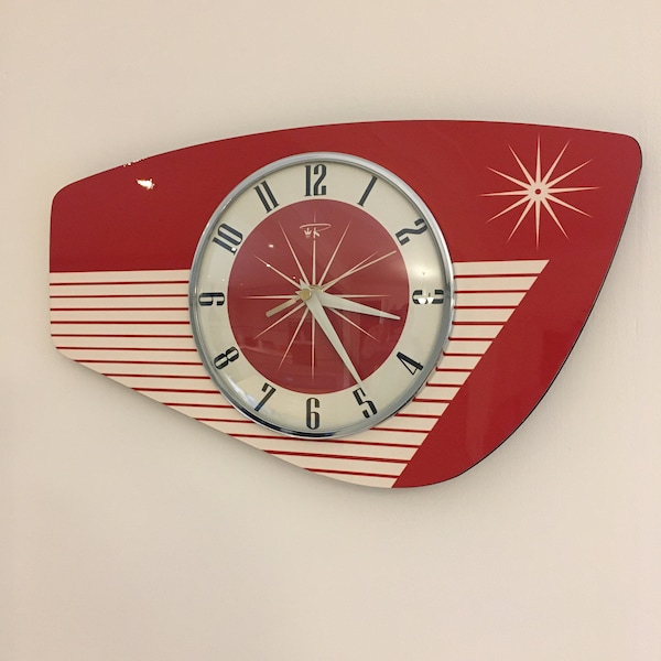 Handmade Formica Wall Clock in Tomato Red From Royale - Midcentury ...