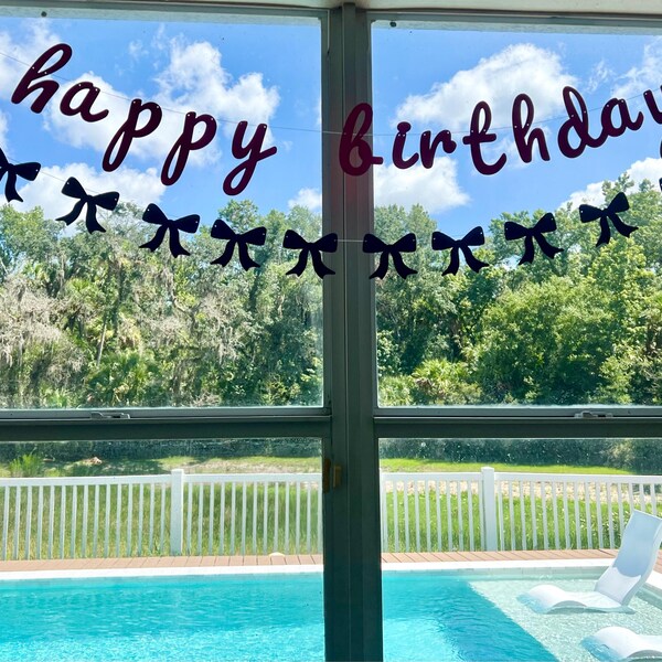 Happy Birthday Banner, Coquette Birthday Banner, Coquette Decorations ...