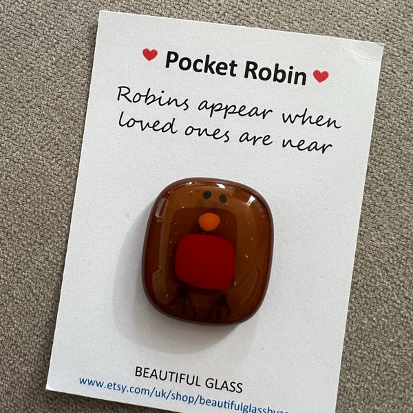 Fused Glass Pocket Robin: Sentimental Keepsake Gift - Etsy UK
