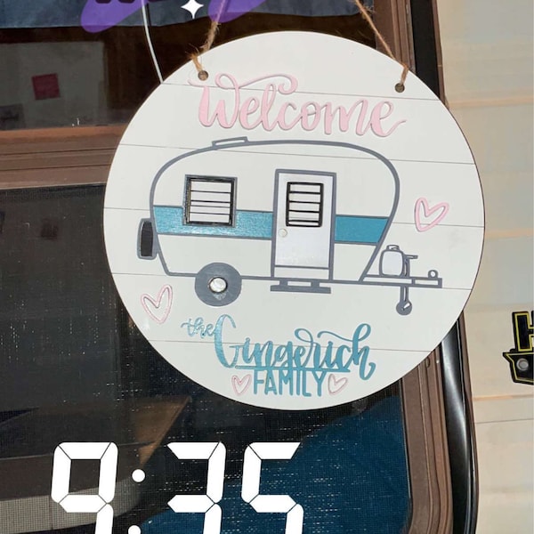 Personalized Camper Door Hanger: 3D Wood Camping Sign - Etsy